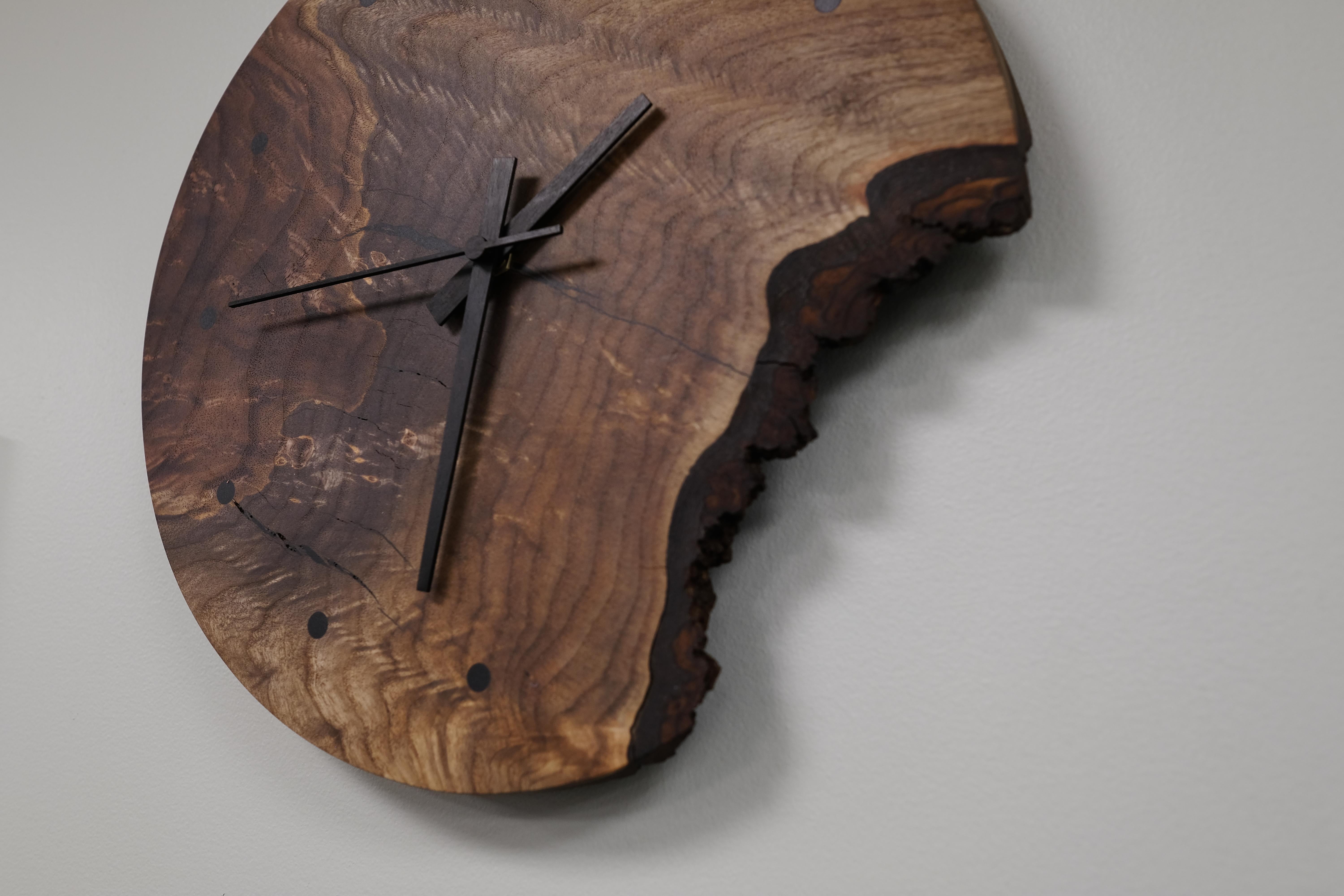 Live Edge Walnut Wall Clock For Sale at 1stDibs