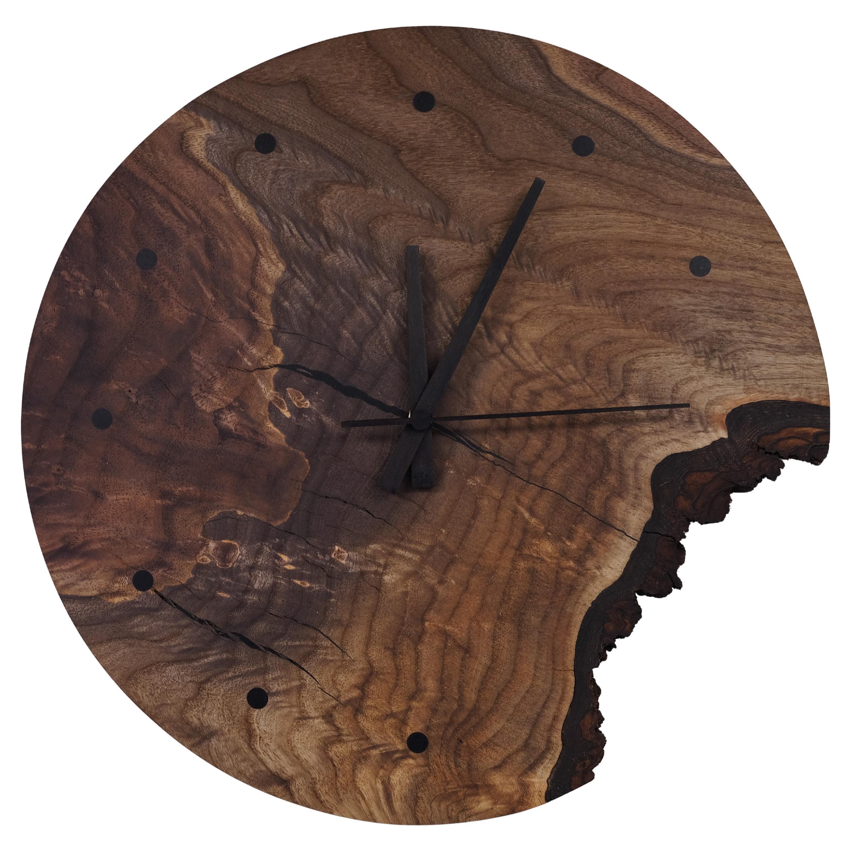 Live Edge Walnut Wall Clock For Sale at 1stDibs