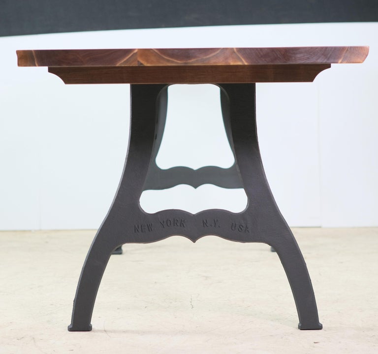 Live Edge Walnut Dining or Conference Table w/ Stamped New York Cast ...