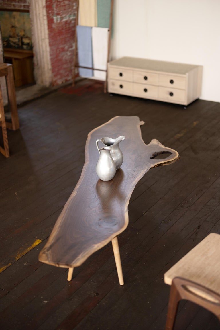 Live Edge Walnut Slab Coffee Table Turned Legs Cahaba Table by Alabama ...