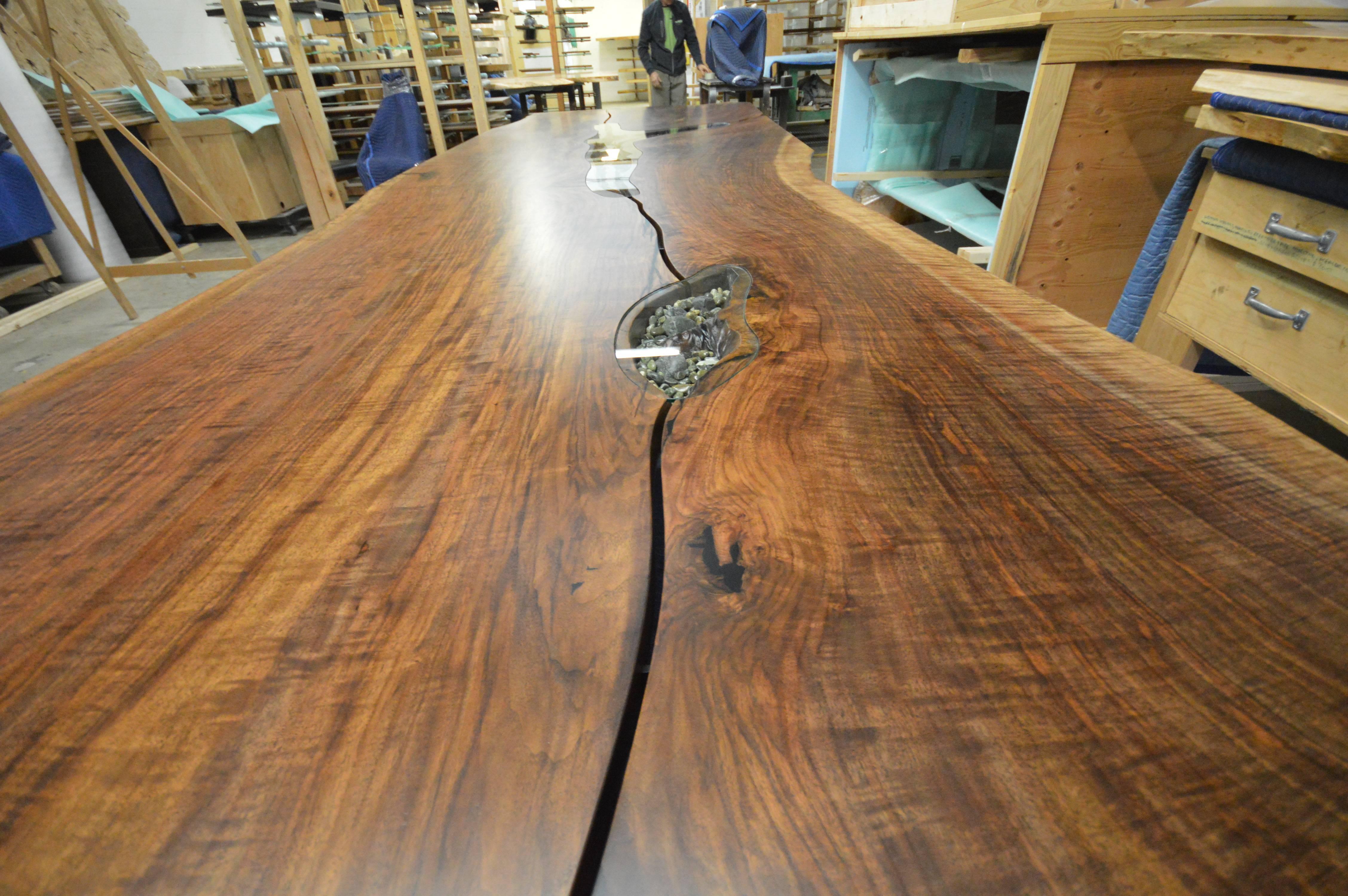 Live Edge Walnut Slab Dining Table with Tide Pools and Rocks For Sale ...
