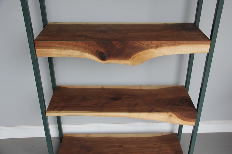 Live Edge Waterfall Bookcase with Steel Frame For Sale at 1stDibs