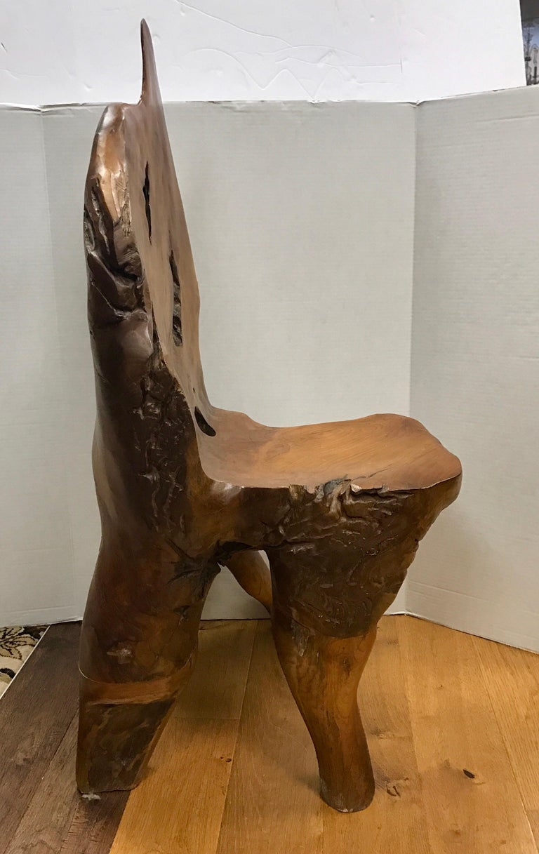 Live Edge Wood Slab Chair Rustic One of a Kind at 1stDibs