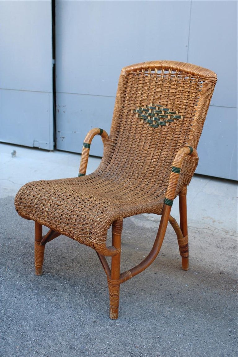 Living Room Set in Bamboo and Straw Rope Italy 1950s Chairs with Table ...