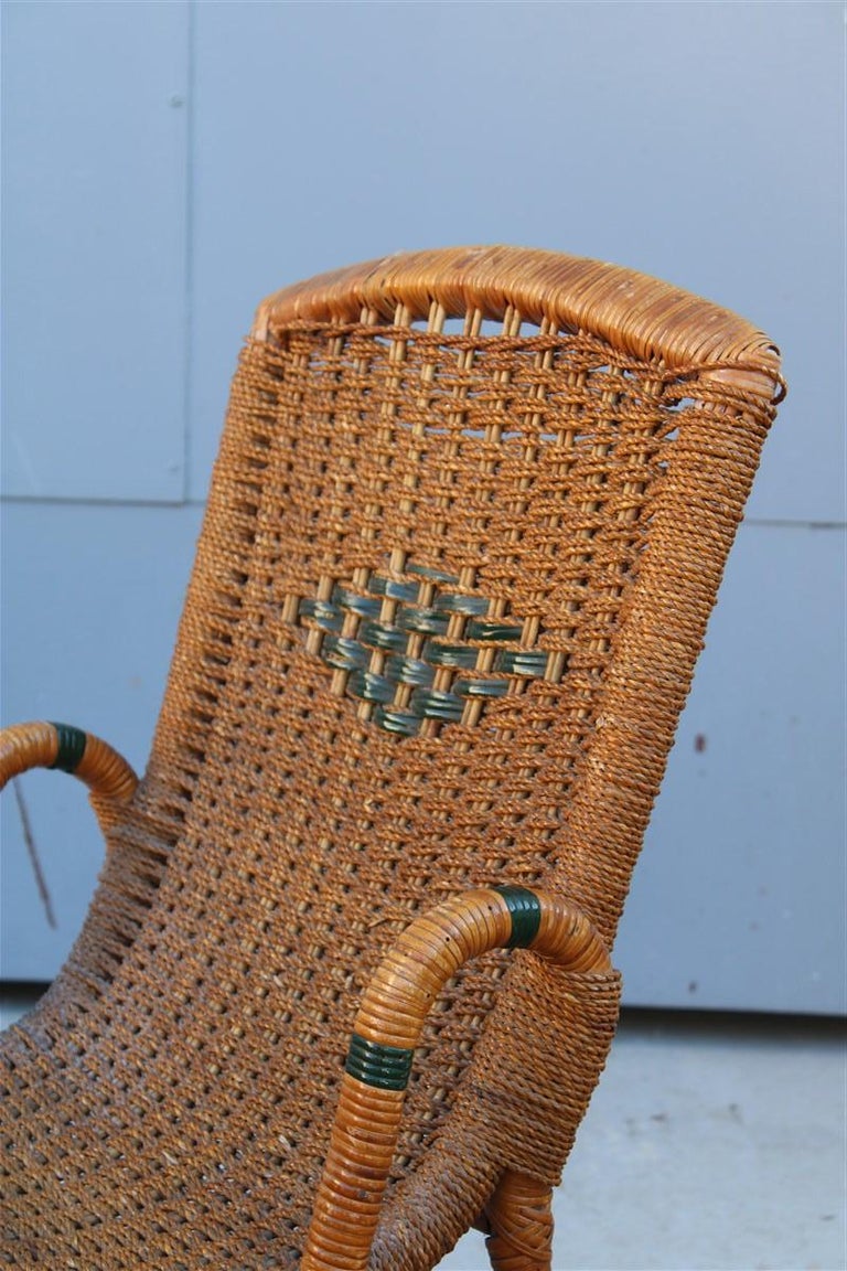 Living Room Set in Bamboo and Straw Rope Italy 1950s Chairs with Table ...