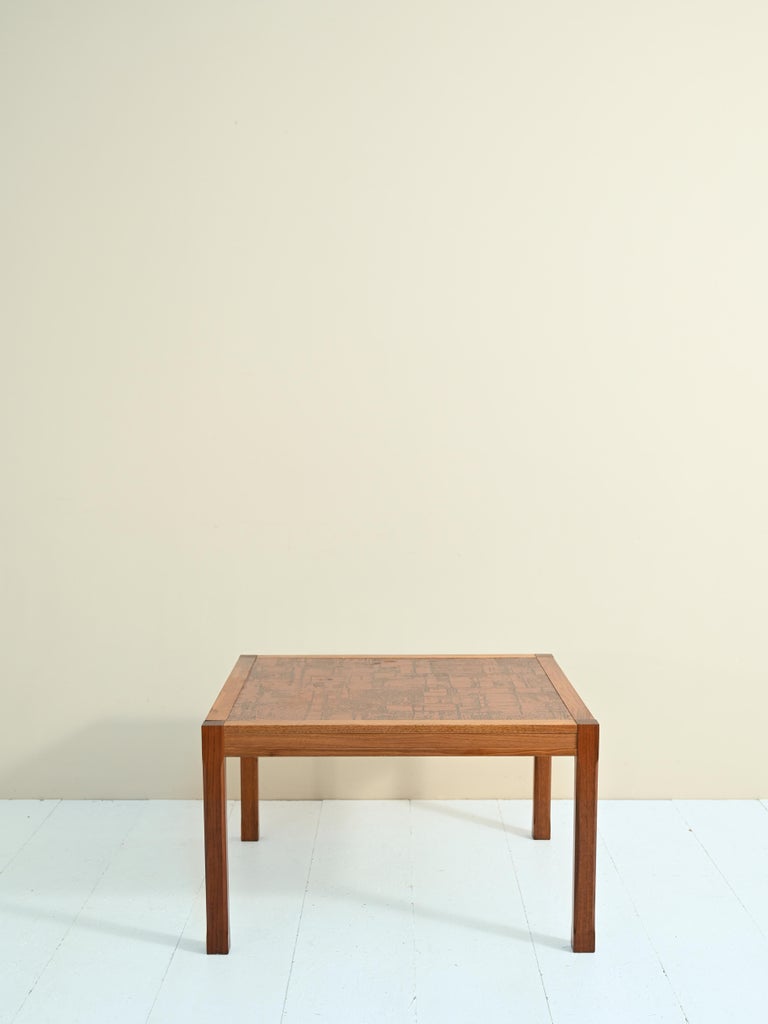 Living Room Table with Worked Copper Top For Sale at 1stDibs
