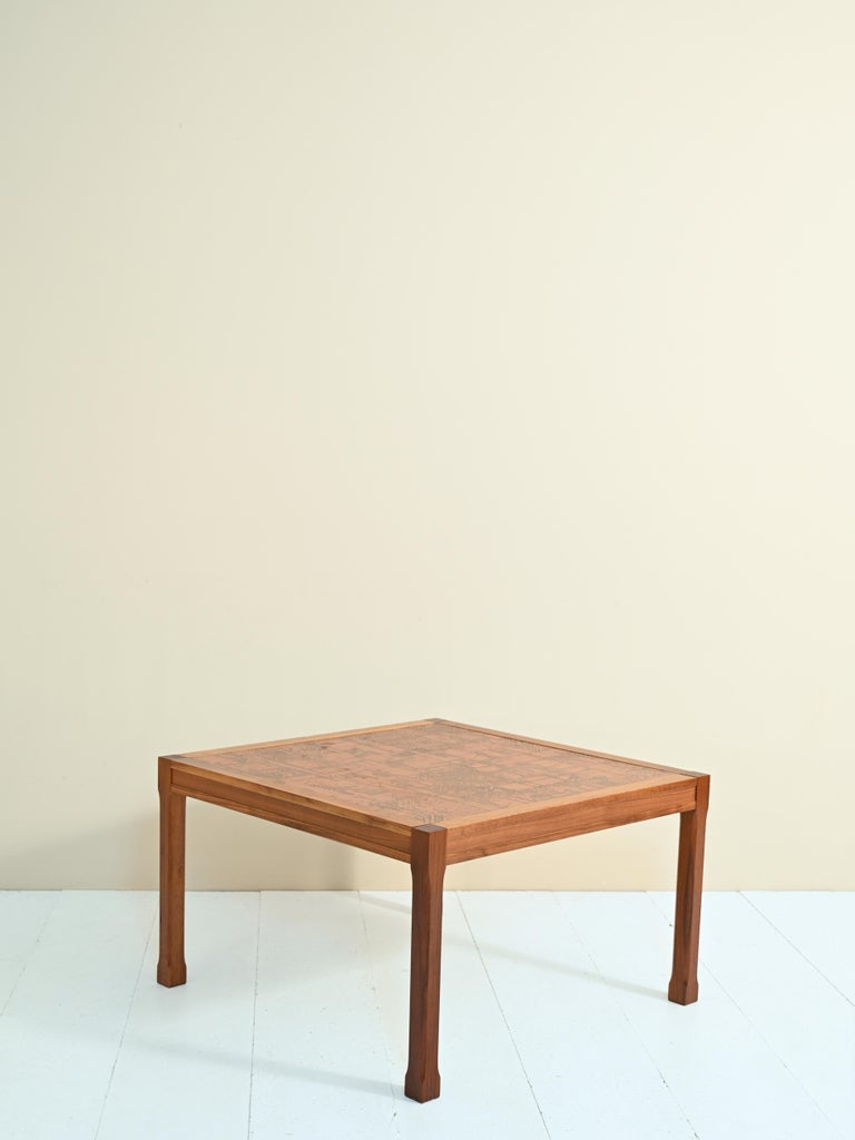 Living Room Table with Worked Copper Top For Sale at 1stDibs