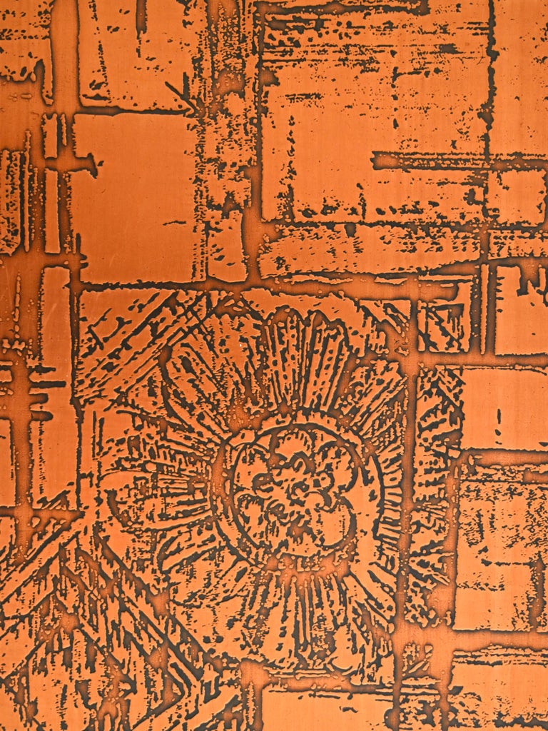 Living Room Table with Worked Copper Top For Sale at 1stDibs