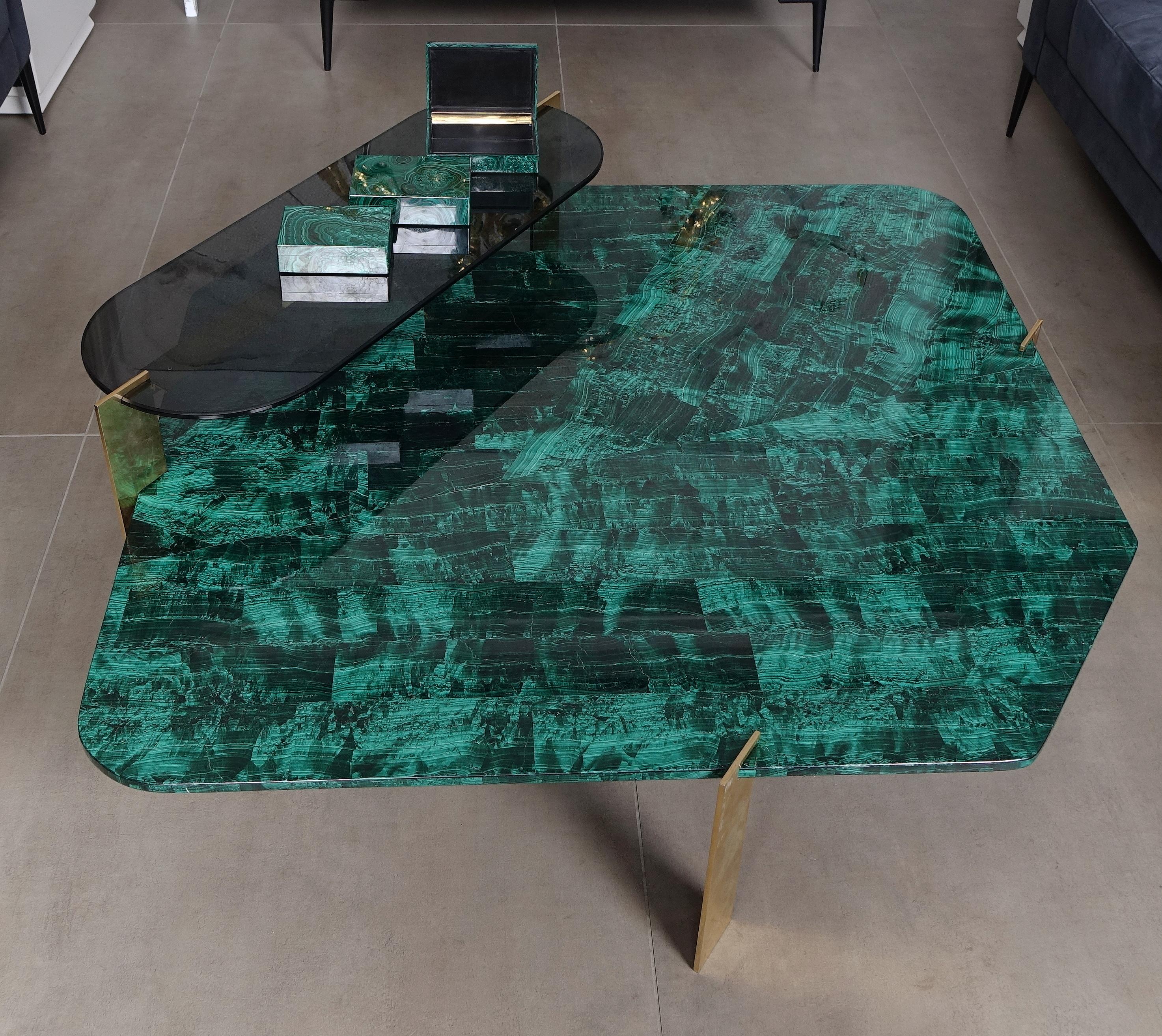 Living Table Modern Design Malachite Stones at 1stDibs
