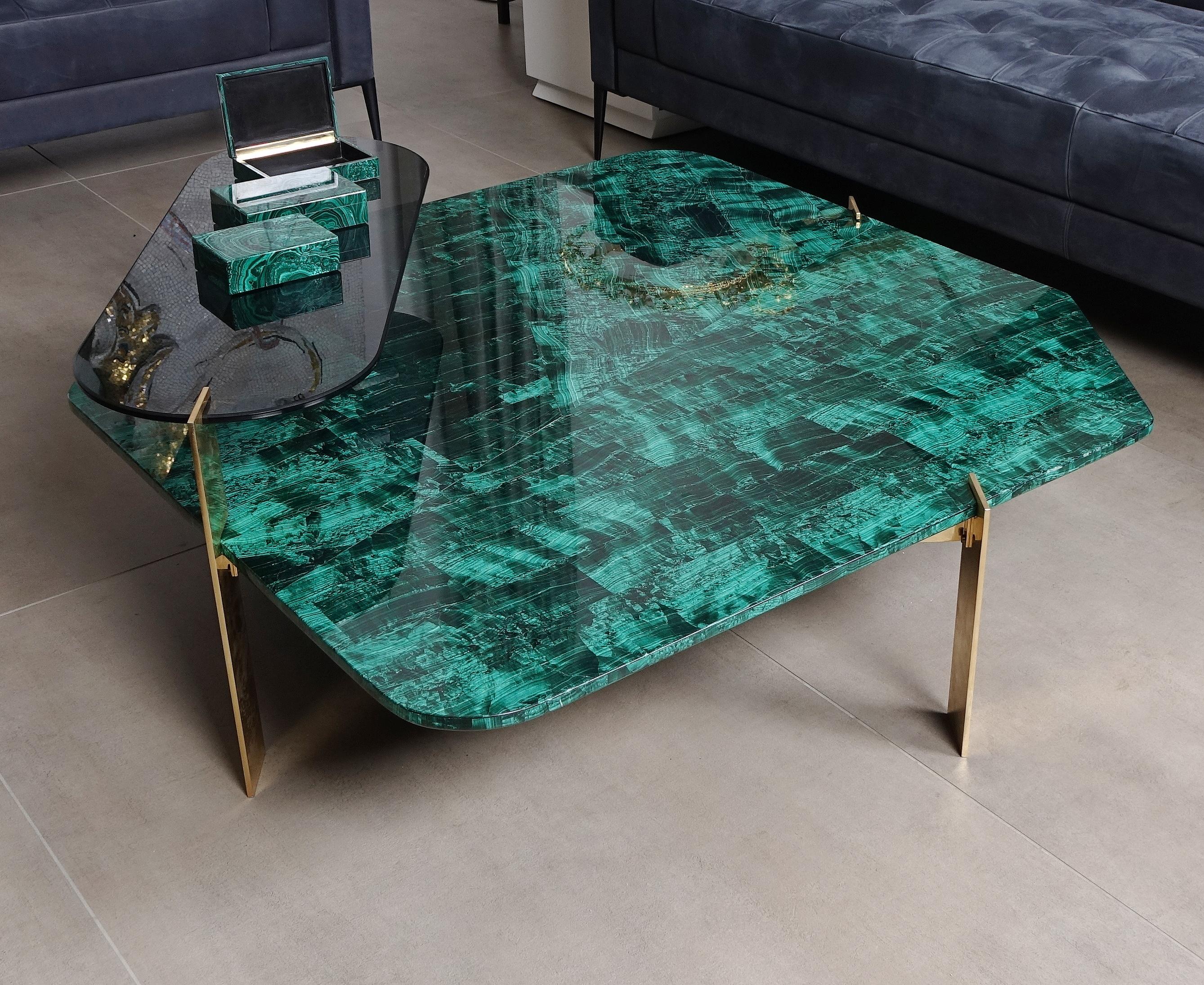 Living Table Modern Design Malachite Stones at 1stDibs