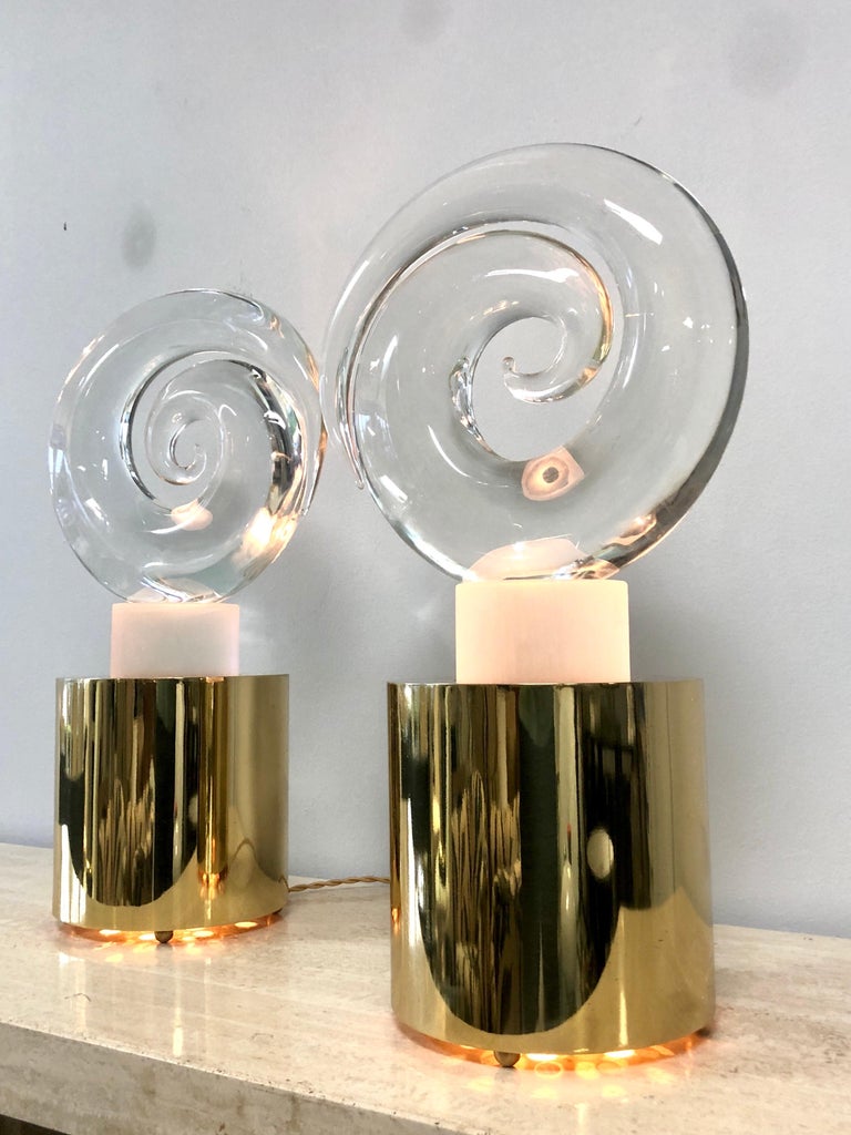 Livio Seguso Pair of Art Glass Murano Table Lamps Sculpture, 1978 at ...