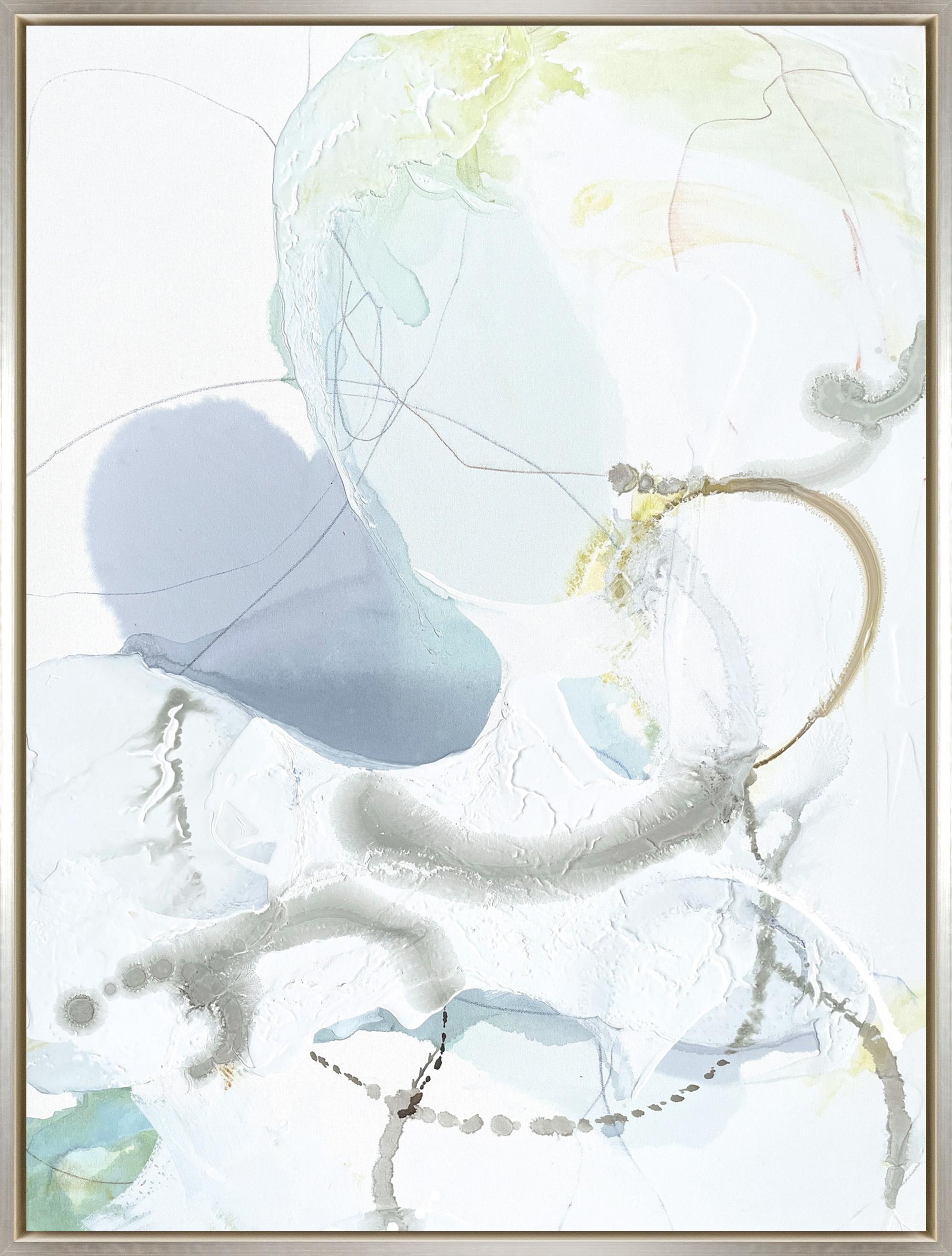 Liz Barber - "Summer Day 7" Abstract Mixed Media Art with Yellow, Blue ...