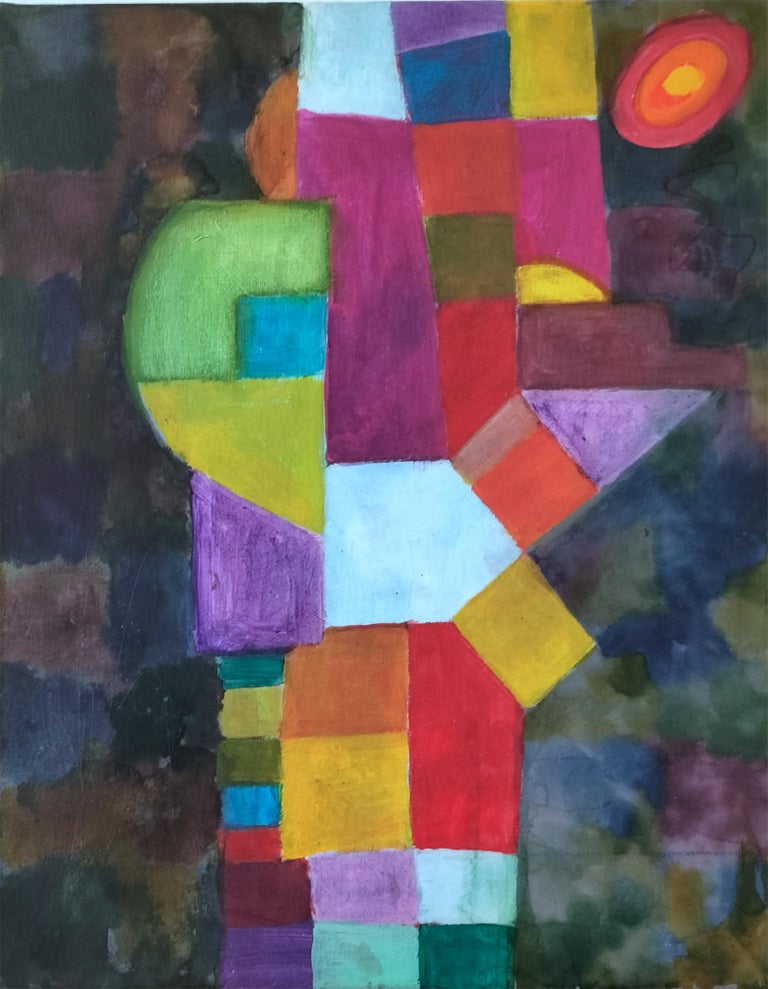 Liz Magno - City Twilight - Abstract, red, grid painting For Sale at ...