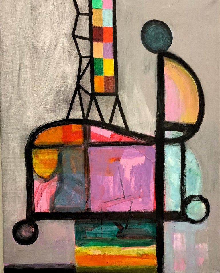 Liz Magno - Elemental - Abstract, red, grid painting For Sale at 1stDibs