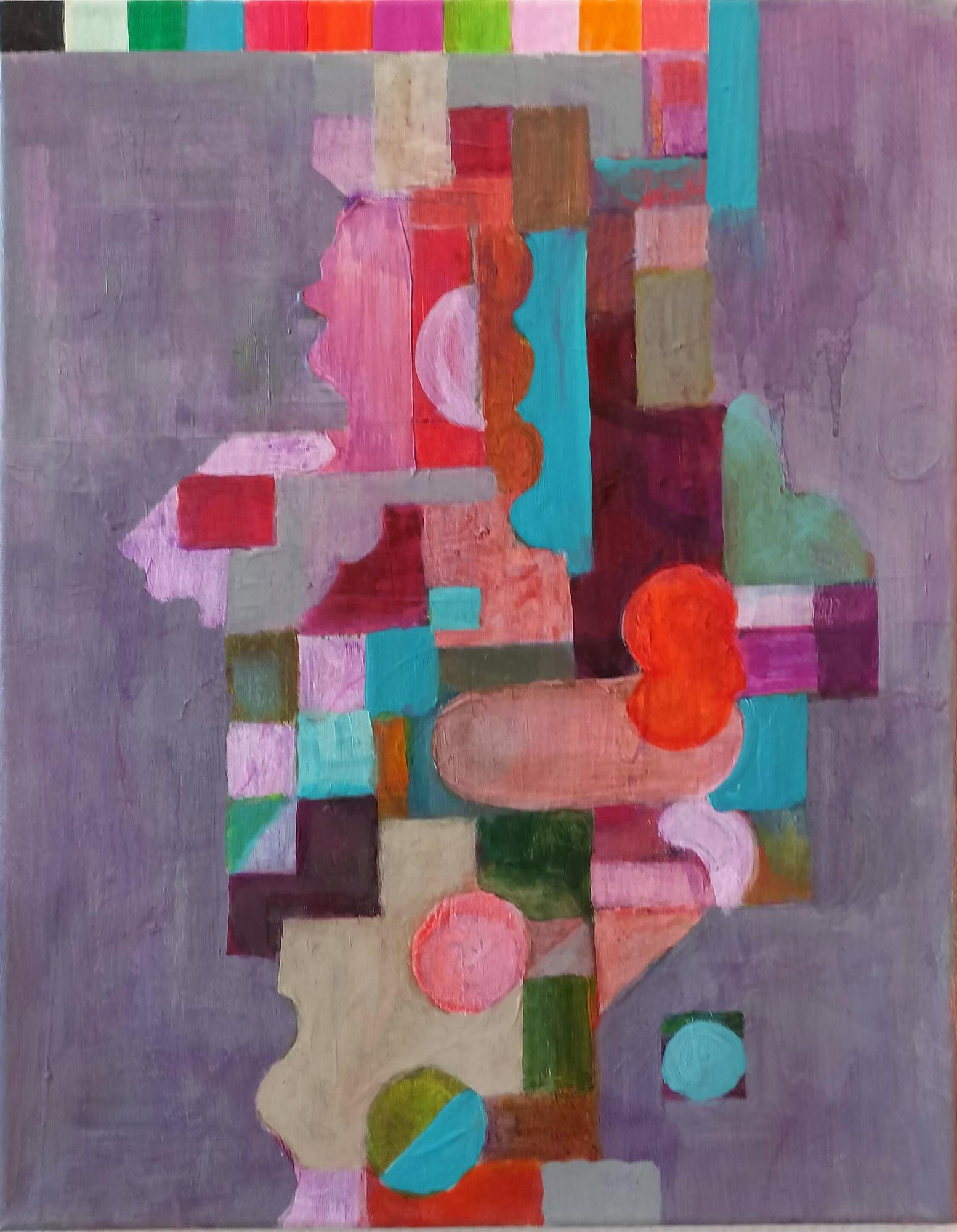 Liz Magno - Elemental - Abstract, red, grid painting For Sale at 1stDibs