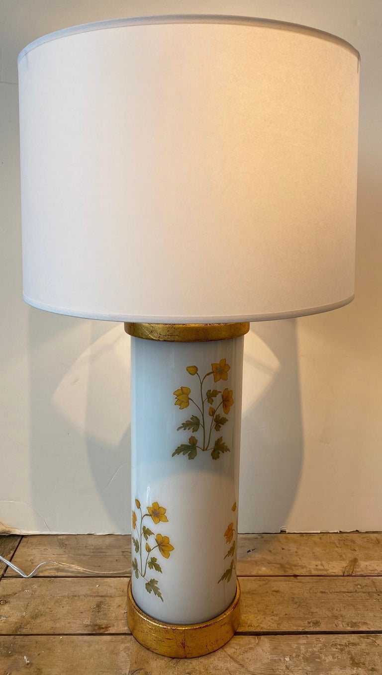 Liz Marsh Designs Yellow Mughal Flower Decoupage Lamp For Sale at ...