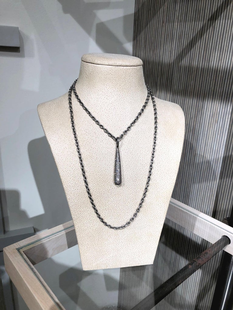 Liza Beth 1.70 Carat Pave Diamond Drop Long Layering Necklace For Sale ...