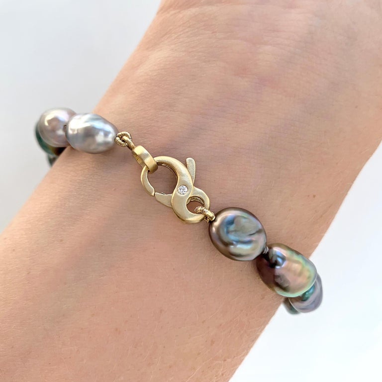 Liza Beth One of a Kind Tahitian Keshi Pearl Gold White Diamond ...