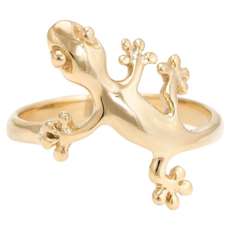 Lizard Ring Estate 14k Yellow Gold Gecko Band Webbed Feet Fine Jewelry ...