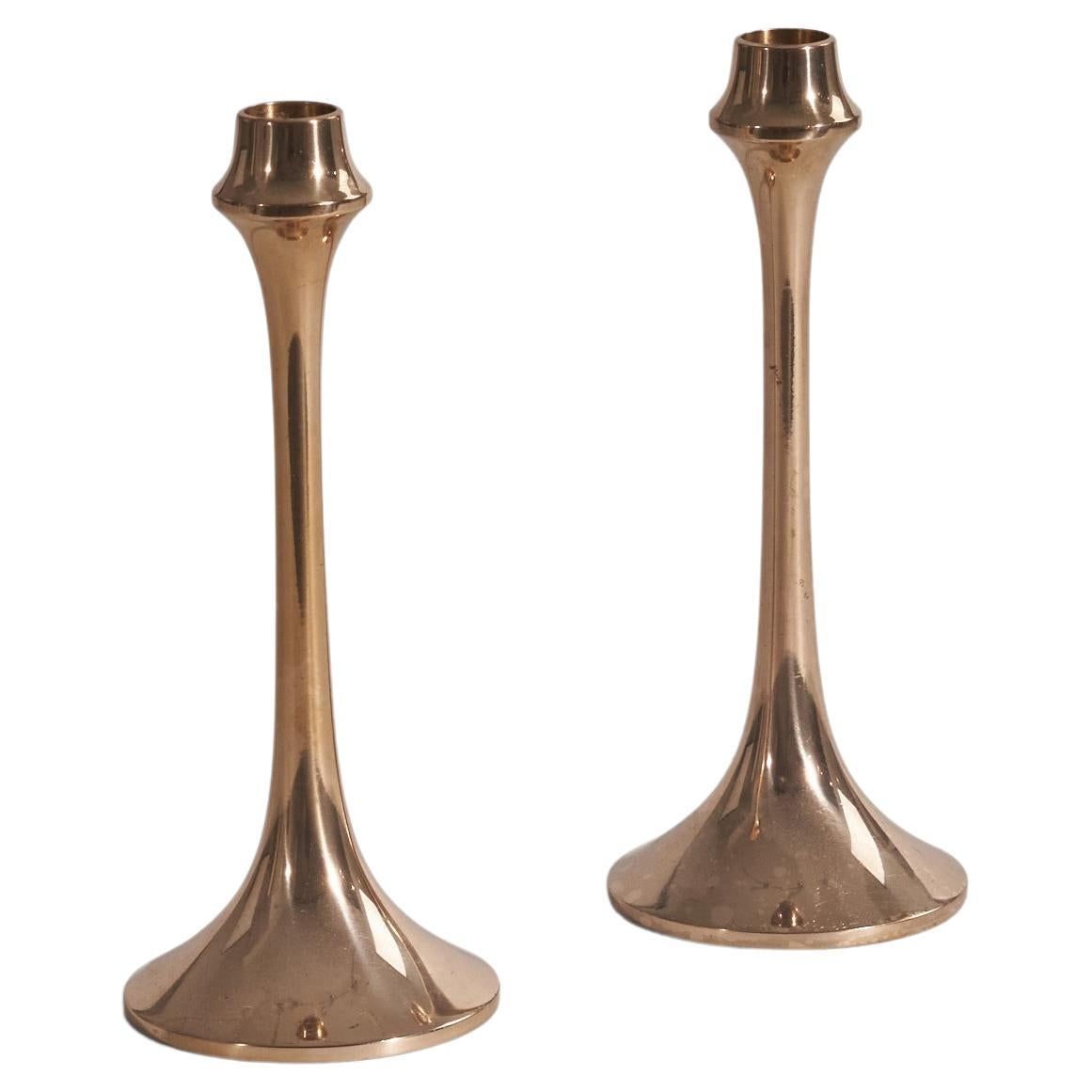 Pair of Swedish Brass Candlesticks For Sale at 1stDibs