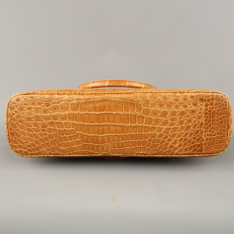 LK LEATHER BANGKOK Tan Crocodile Leather Double Top Handle Handbag at ...