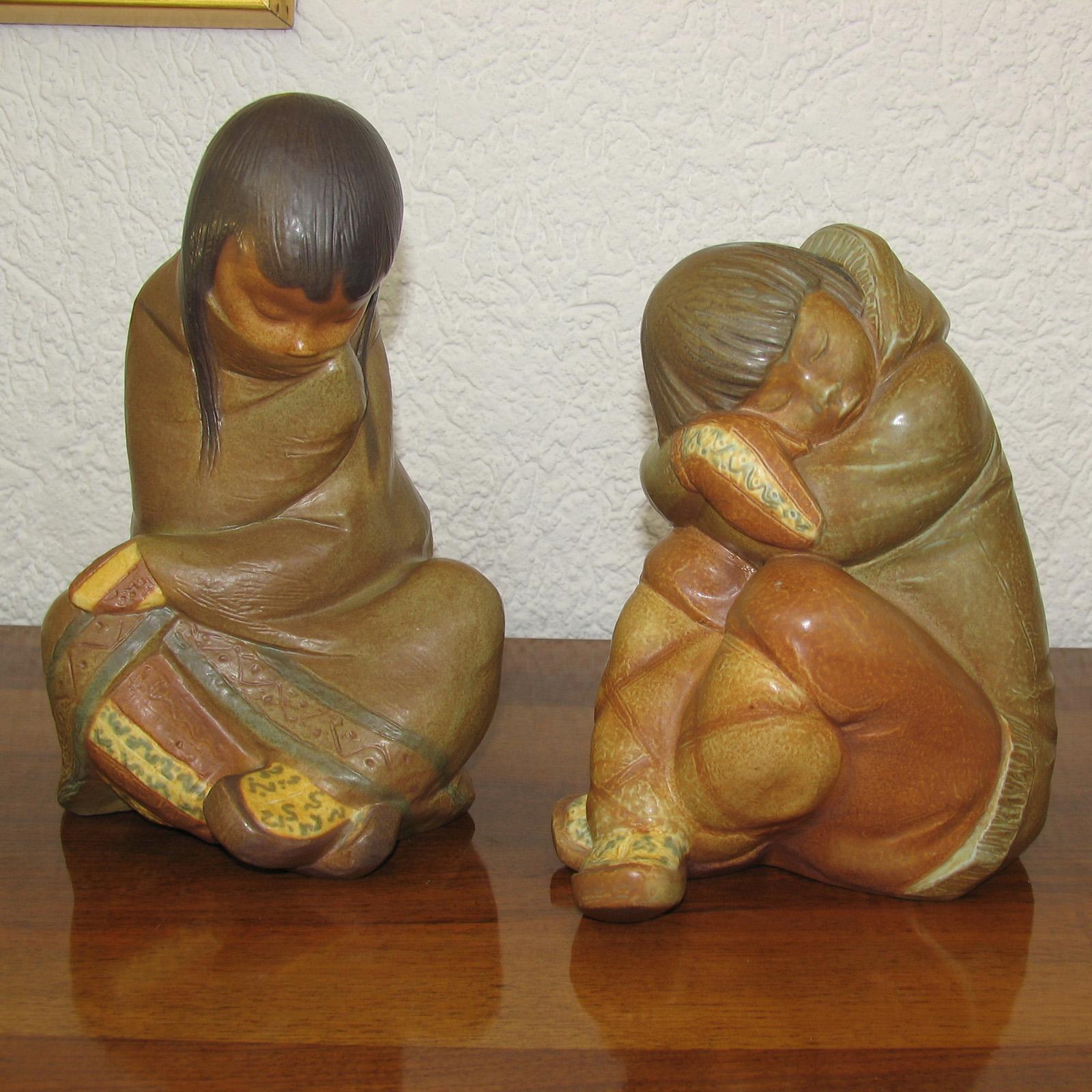 Lladro Gres Eskimo Boy and Girl, Spain, 1970s For Sale at 1stDibs