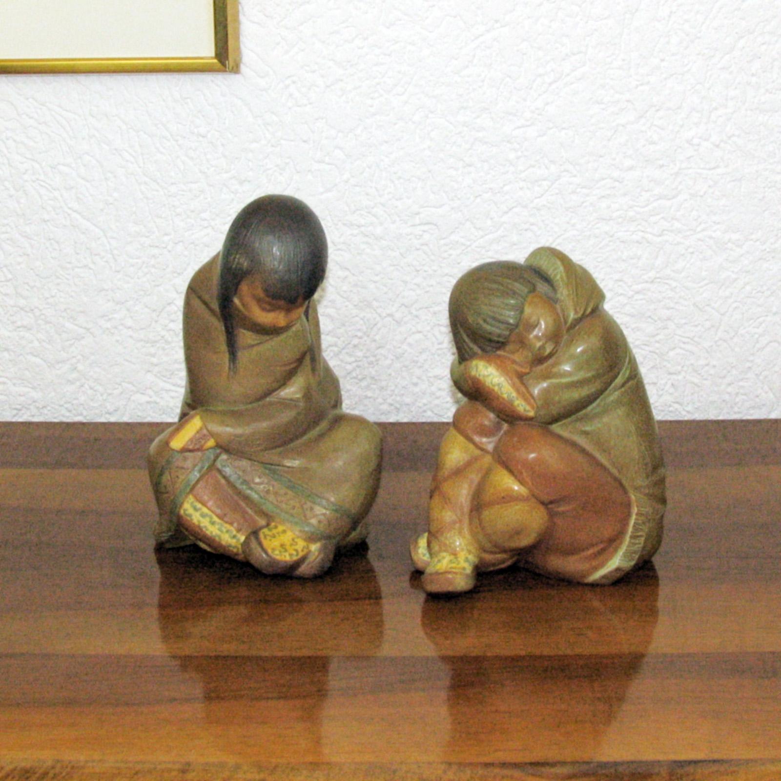 Lladro Gres Eskimo Boy and Girl, Spain, 1970s For Sale at 1stDibs