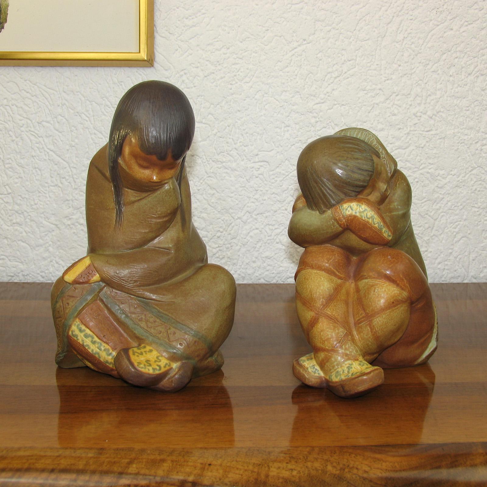 Lladro Gres Eskimo Boy and Girl, Spain, 1970s For Sale at 1stDibs