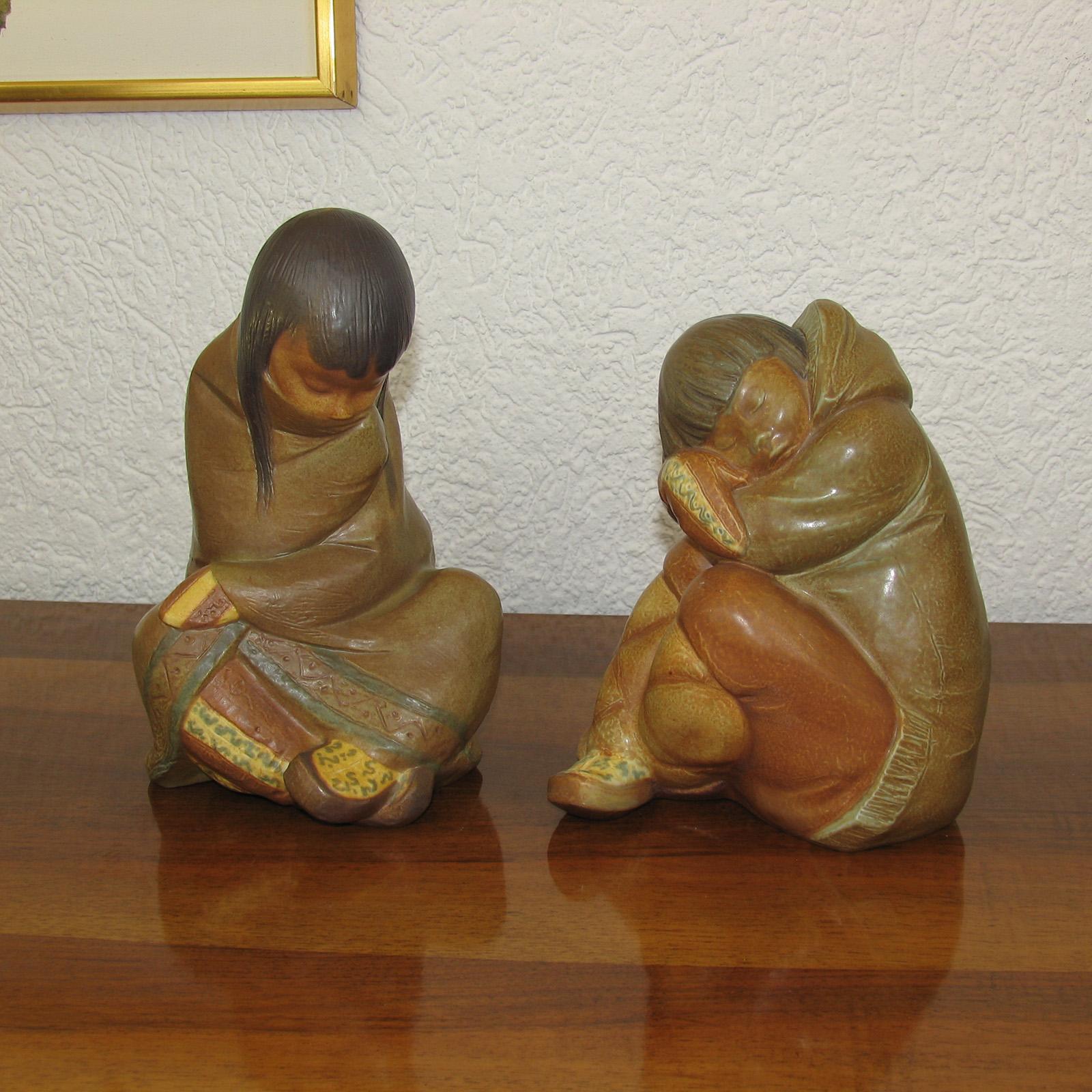 Lladro Gres Eskimo Boy and Girl, Spain, 1970s For Sale at 1stDibs