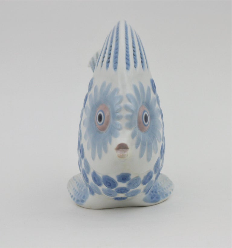 Lladro Porcelain Blue White Fish Figure Centerpiece or Planter, Spain ...