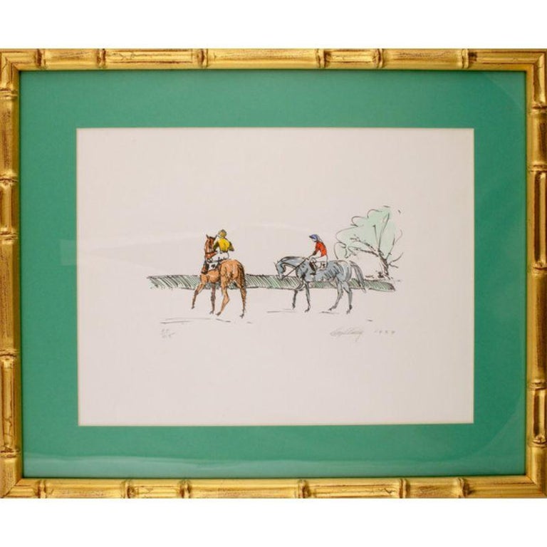 Lloyd Kelly - "Two Steeplechasers c1987 Hand-Color Ltd Edition Print by ...