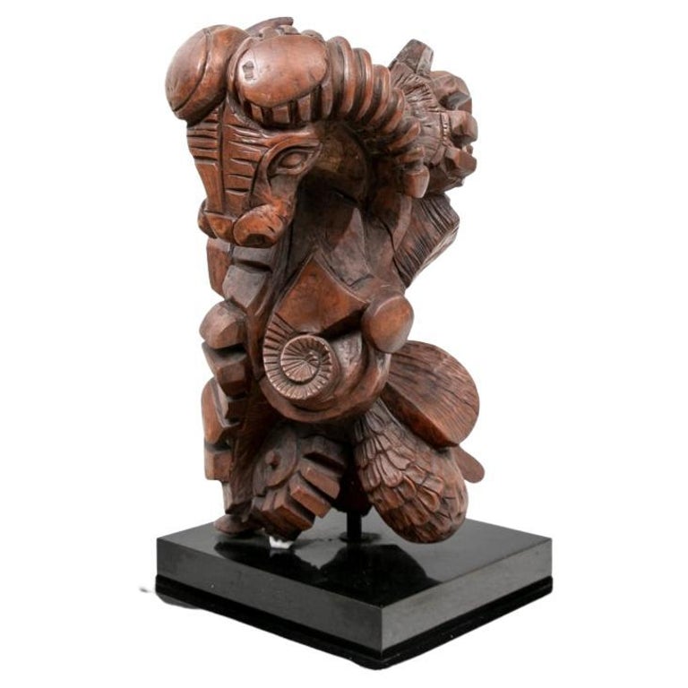 Lloyd Lasdon, Hand Carved Cherry Root Wood Sculpture, “Mythic Images ...