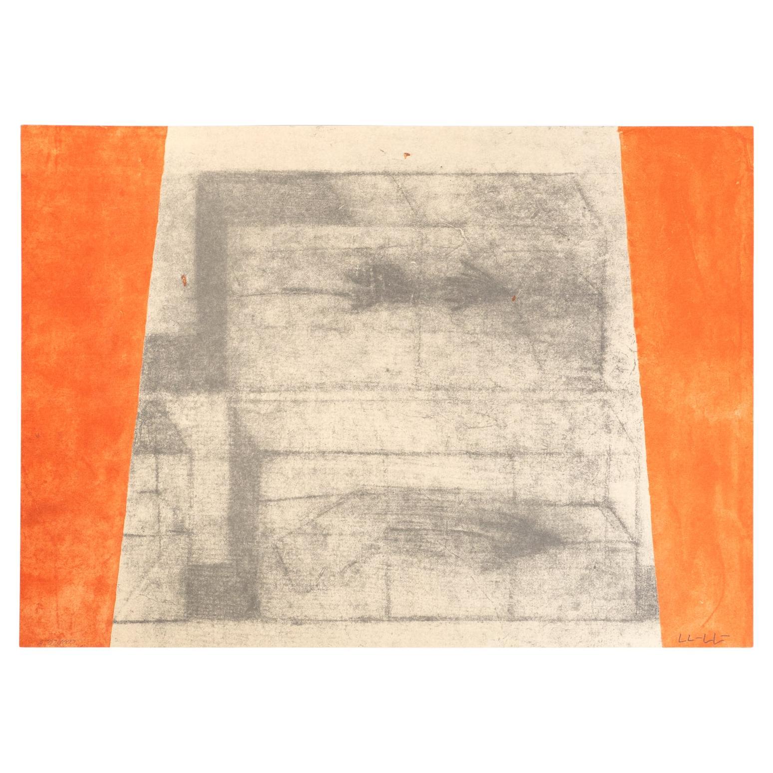 LLuis LLeo Abstract Orange, Black and Beige Lithography on Paper, 1999 ...