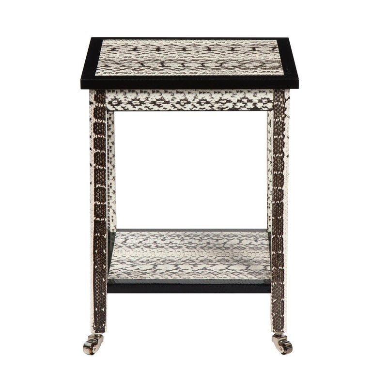 Lobel Originals Pair of 2-Tier Side Tables in Black and White Snake ...
