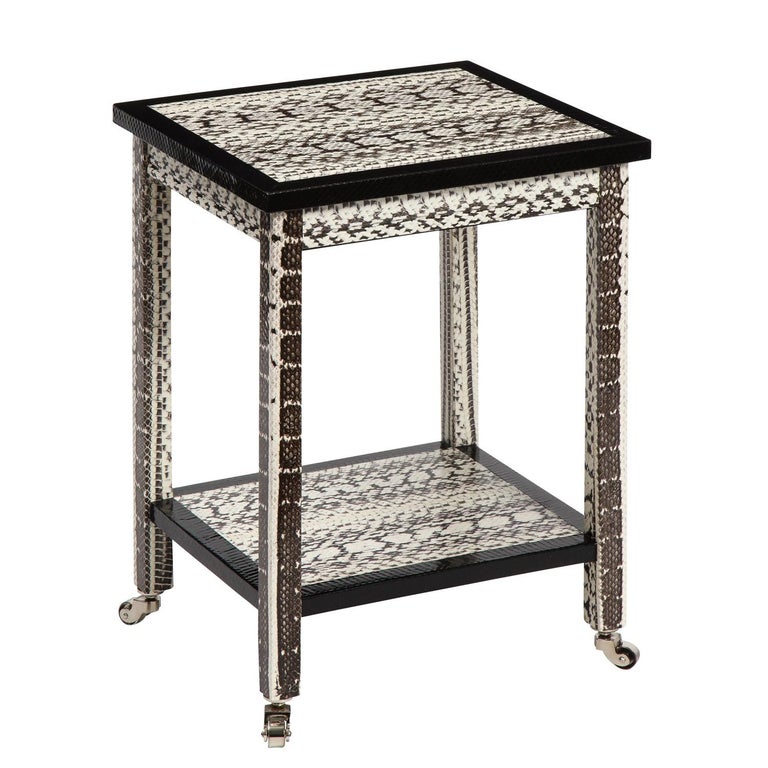 Lobel Originals Pair of 2-Tier Side Tables in Black and White Snake ...