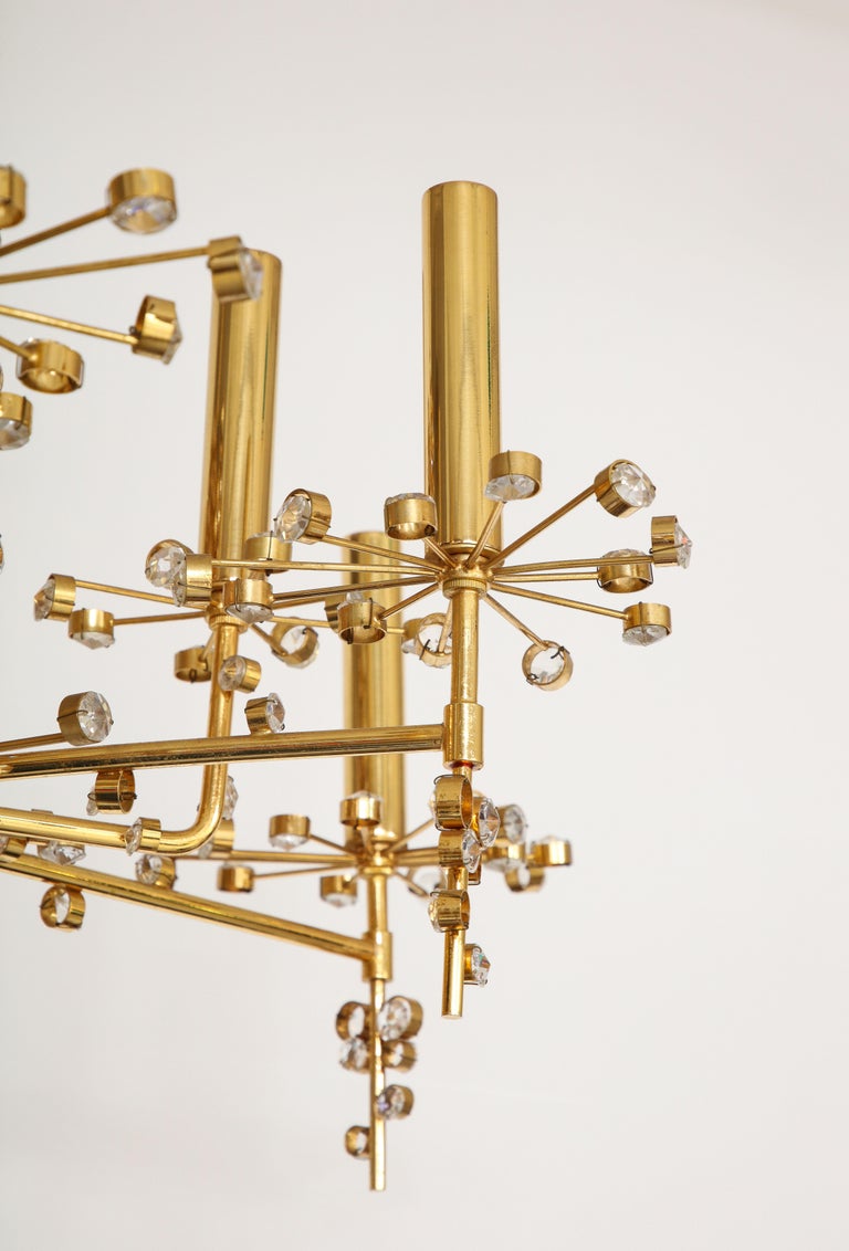 Lobmeyr Circular Brass and Crystal Nine Light Chandelier by Hans Harald ...