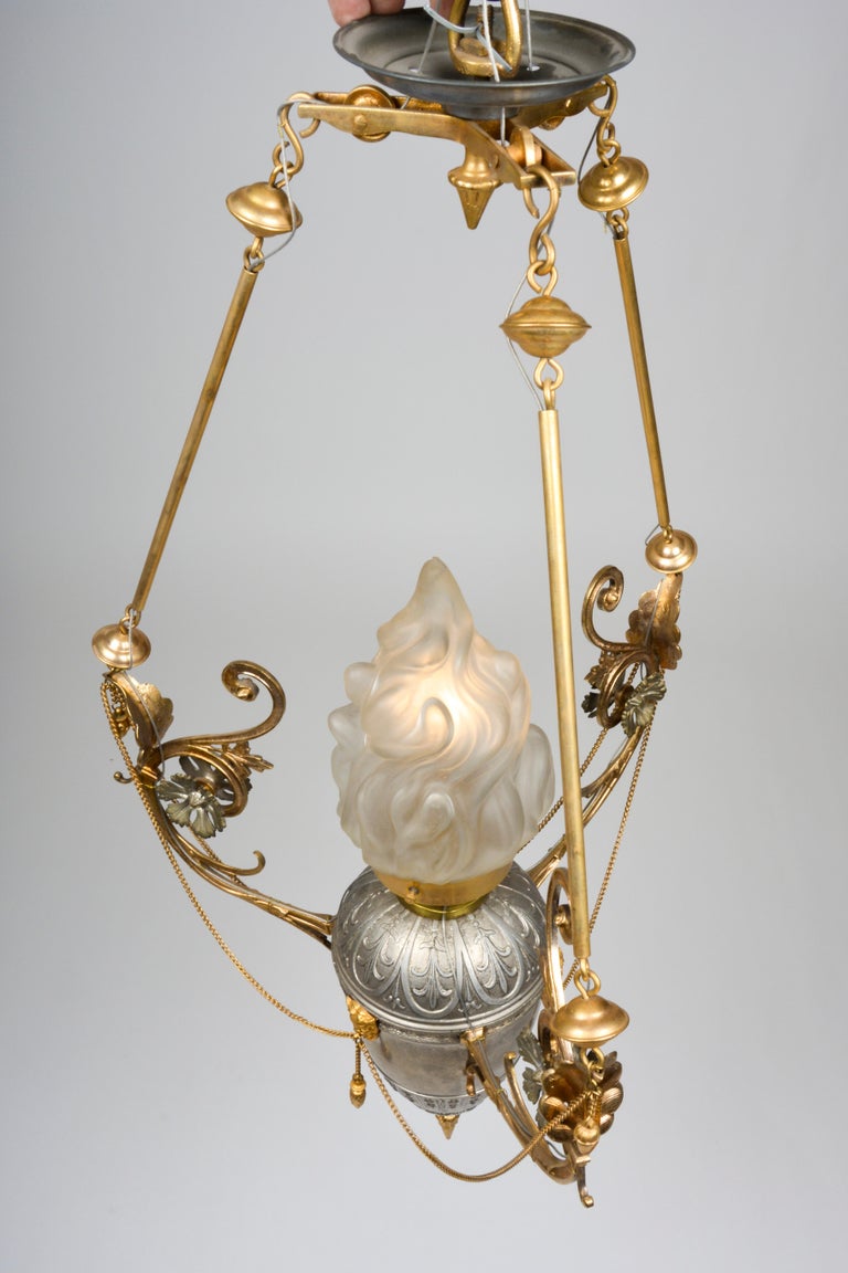 Lobmeyr-Restored Empire-Style Eternal Flame Pendant Lamp For Sale at ...