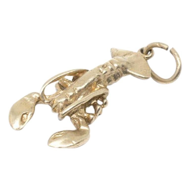 14 Karat Yellow Gold Lobster in Trap Charm For Sale at 1stdibs