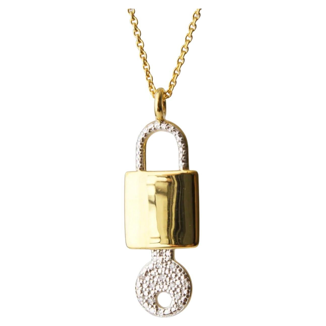 Lock and Key Gold and Diamond Necklace by Pave the Way Jewelry For Sale ...