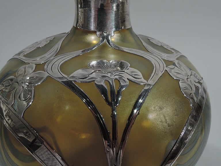 Loetz Art Nouveau Glass and Silver Overlay Vase in Phänomen Pattern For ...