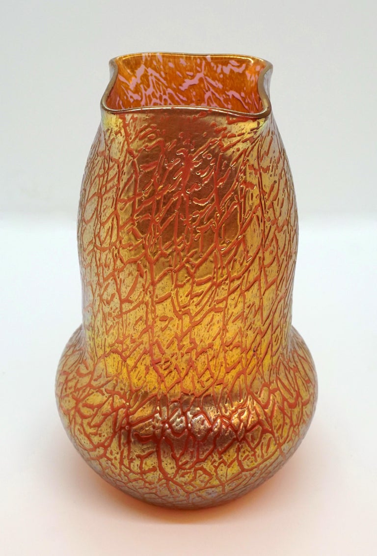 Loetz Art Nouveau Vase Phenomenon Pink Mimosa with Silvery-Yellow ...