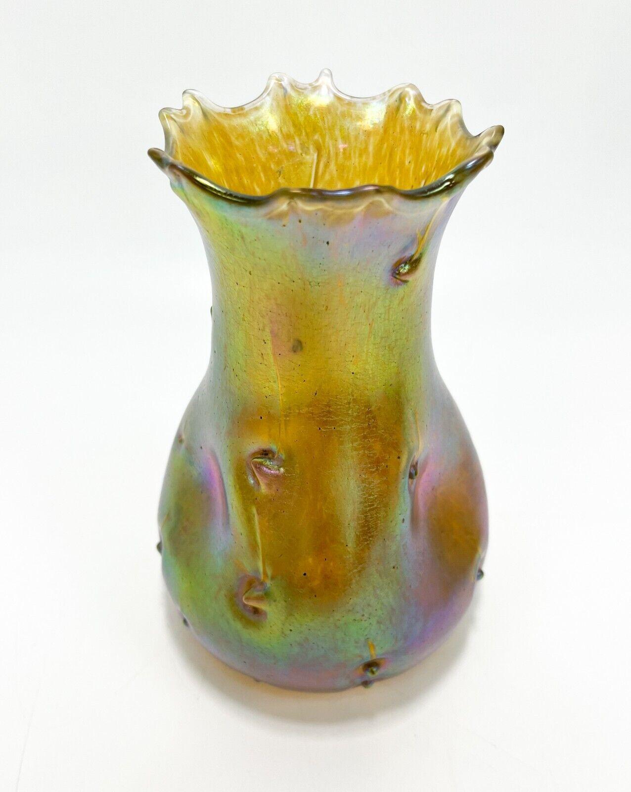 Loetz Austria Iridescent Gold Scalloped Glass Vase, Prunts For Sale at ...