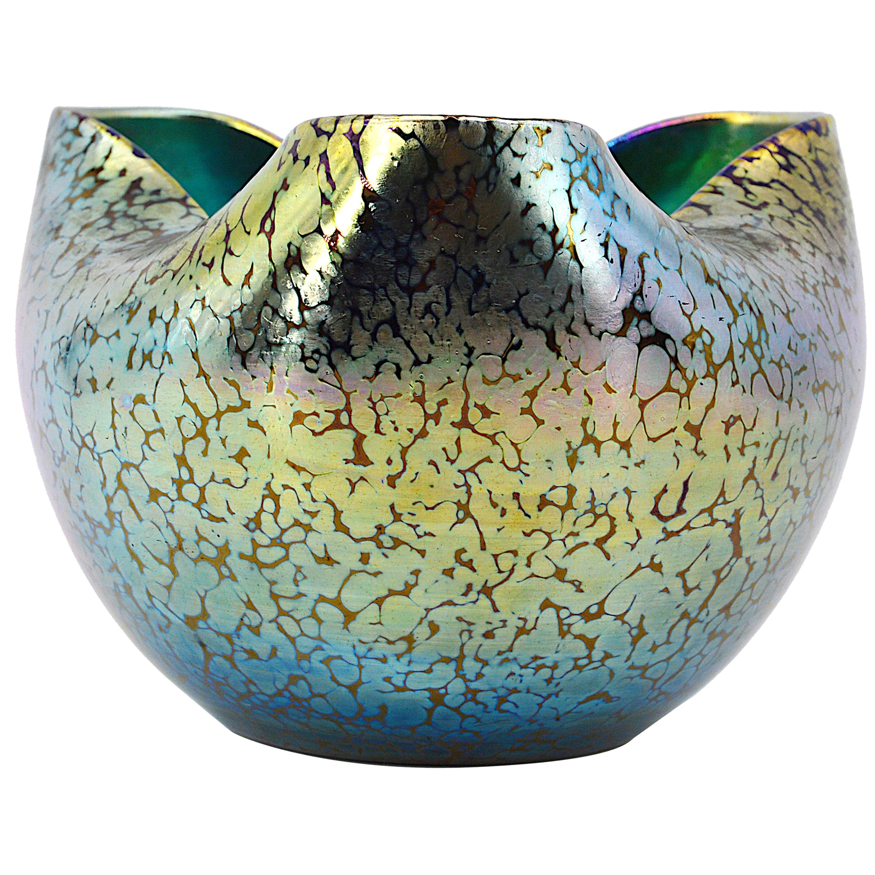 Art Nouveau Bohemian Loetz Crete Papillon Goose Glass Neck Vase c1898 ...