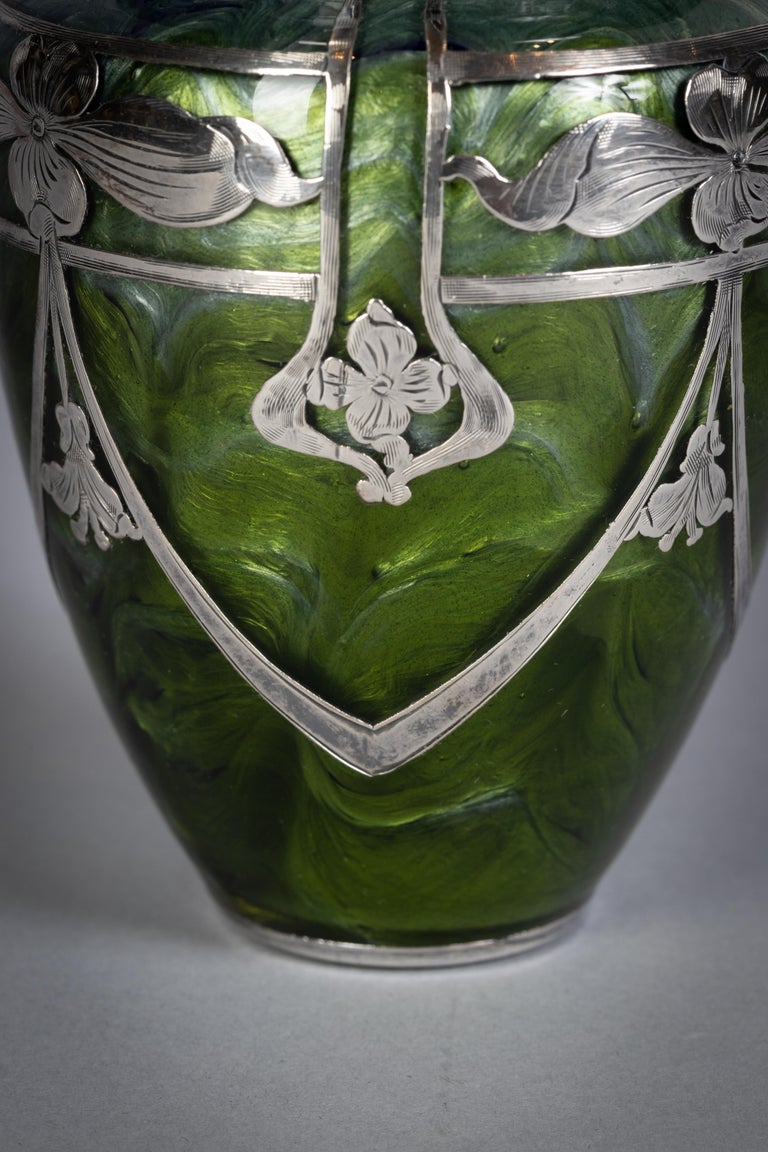 Loetz Glass Vase with Sterling Silver Overlay, circa 1900 For Sale at ...