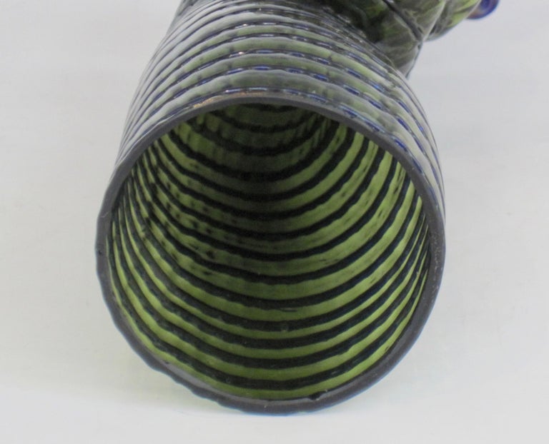 Loetz Green Art Glass Nautilus Shell Vase For Sale at 1stDibs