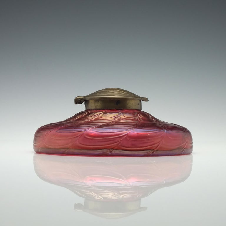 Loetz Iridescent Glass Inkwell, circa 1910 at 1stDibs
