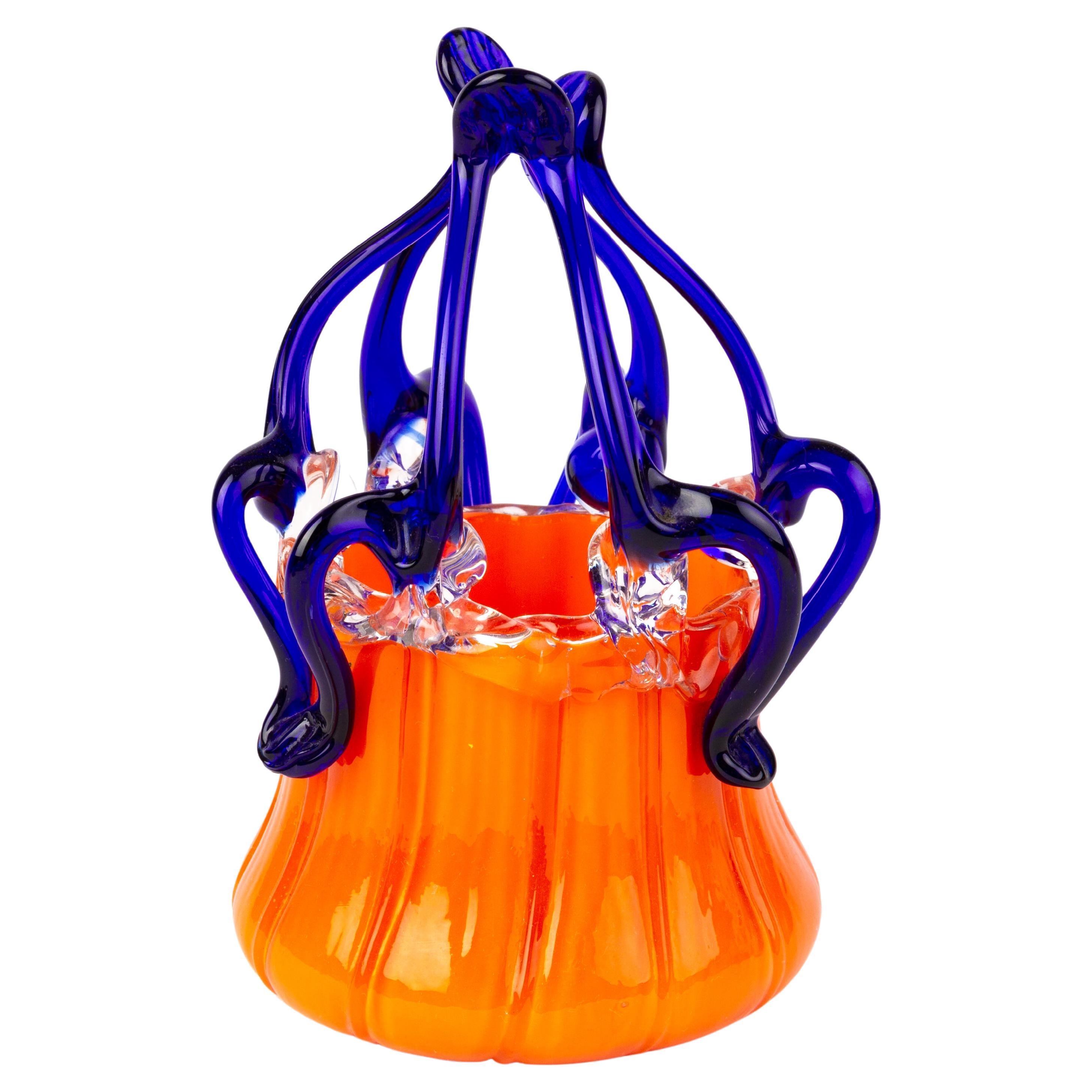 Loetz Manner Tango Glass Basket For Sale at 1stDibs