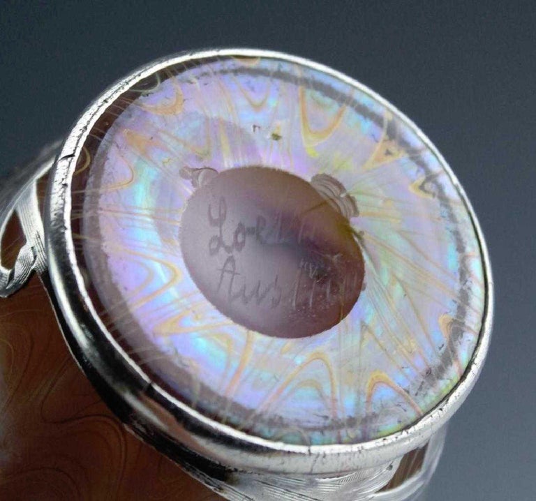 Loetz Phänomen Silver Overlay Vase, Engraved Loetz Austria For Sale at ...