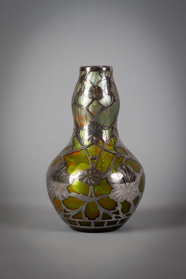 Loetz Silver Overlay "Titania" Glass Vase, circa 1900 For Sale at 1stDibs