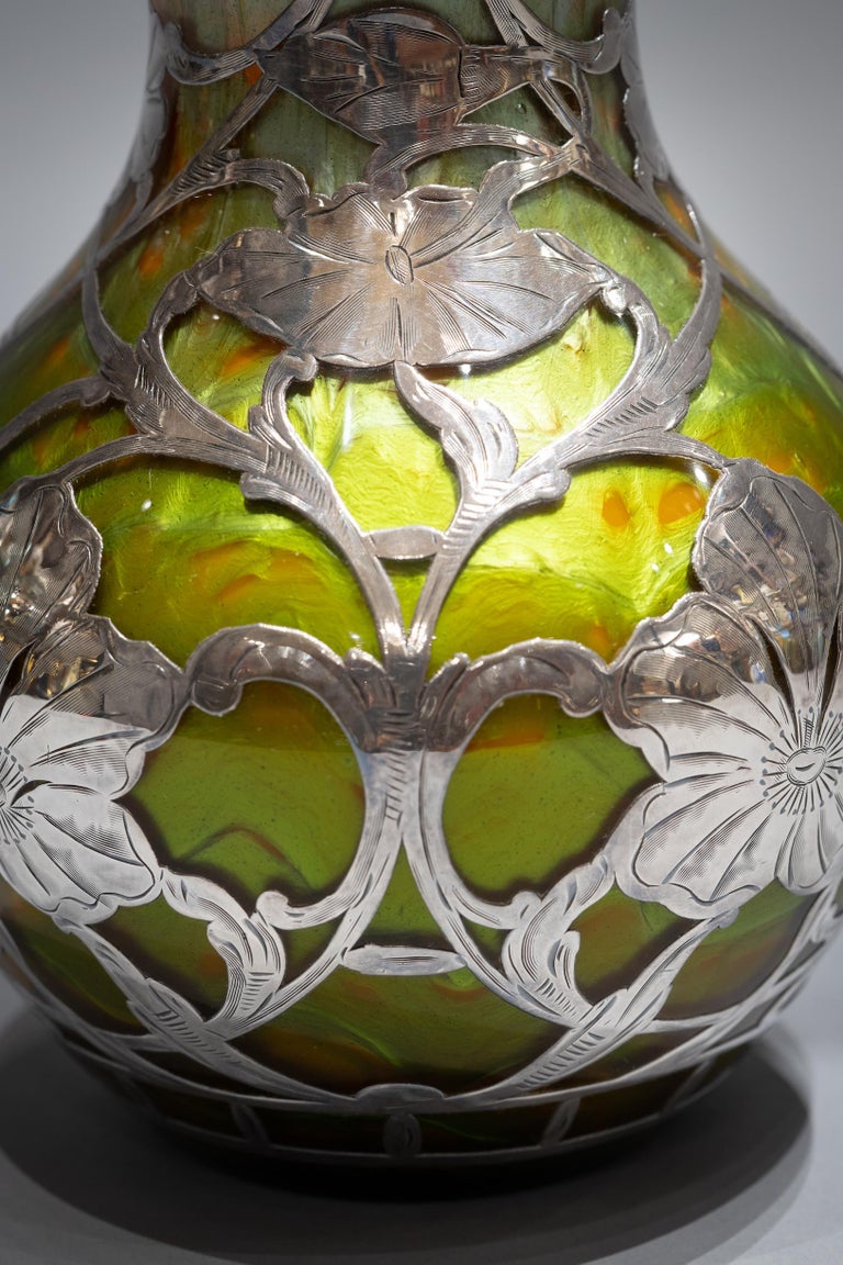 Loetz Silver Overlay "Titania" Glass Vase, circa 1900 For Sale at 1stDibs